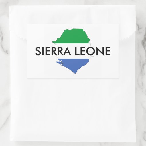 sierra leone country flag shape map symbol rectangular sticker | Zazzle