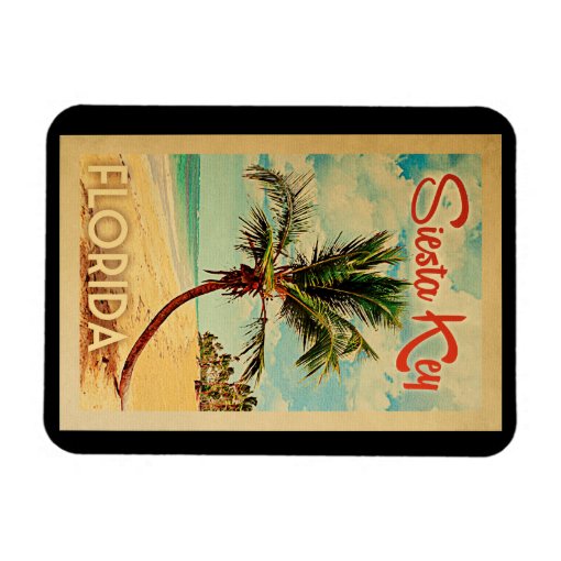 Siesta Key Florida Palm Tree Beach Vintage Travel Magnet | Zazzle