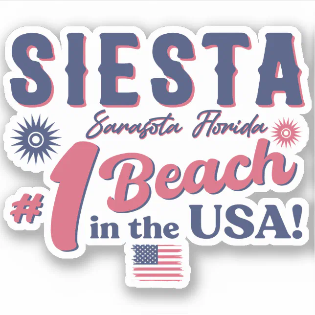 Siesta Key Florida Vintage Souvenir FL Retro Beach Sticker | Zazzle