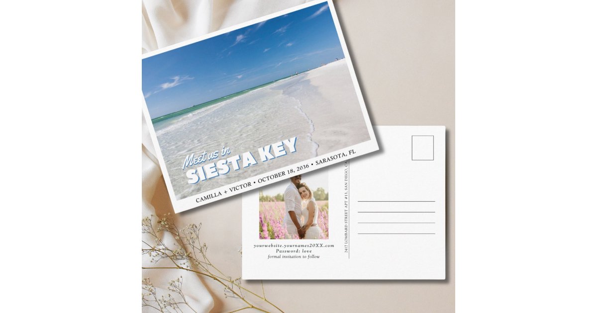 Siesta Key Wedding Florida Save the Date Postcard | Zazzle