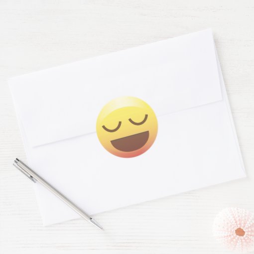 Sigh of Relief Happy Calm Emoji Face Sticker | Zazzle
