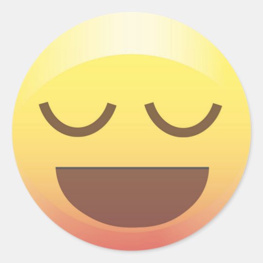 Sigh of Relief Happy Calm Emoji Face Sticker | Zazzle.com