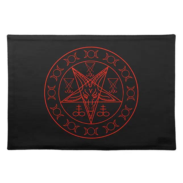 Sigil of Baphomet triple moon and sigil of lucifer Cloth Placemat | Zazzle