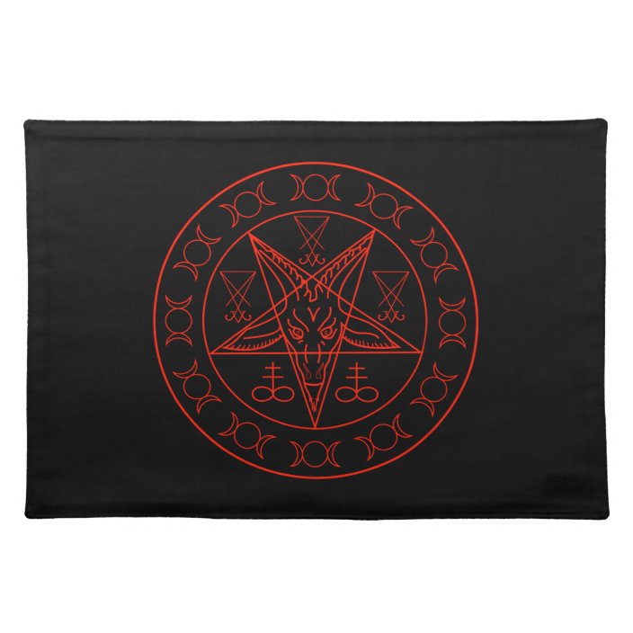 Sigil of Baphomet triple moon and sigil of lucifer Cloth Placemat ...