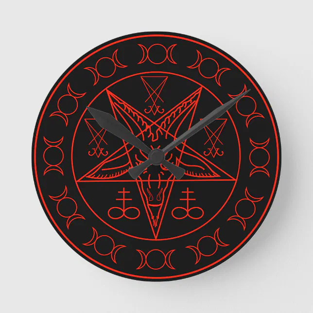 Sigil of Baphomet triple moon and sigil of lucifer Round Clock | Zazzle