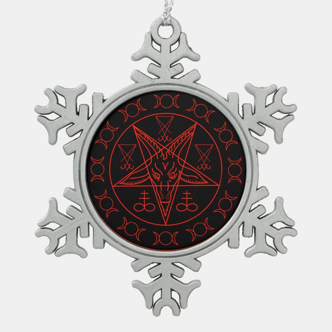 Sigil of Baphomet triple moon and sigil of lucifer Snowflake Pewter ...