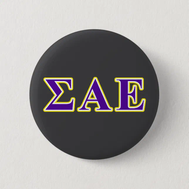 Sigma Alpha Epsilon Purple and Yellow Letters Button | Zazzle