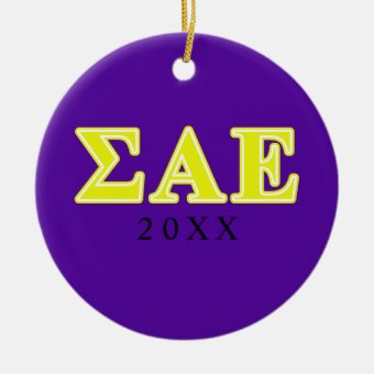 Sigma Alpha Epsilon Yellow Letters Ceramic Ornament | Zazzle