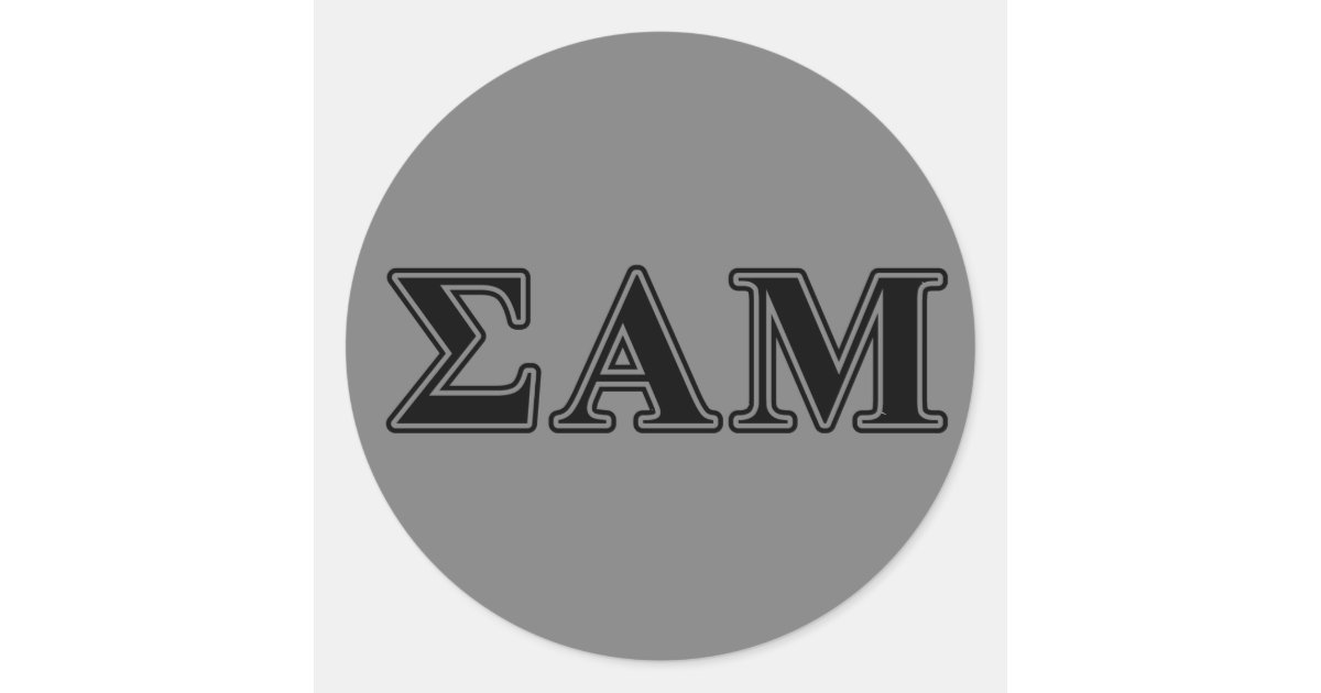Sigma Alpha Mu Black Letters Classic Round Sticker | Zazzle