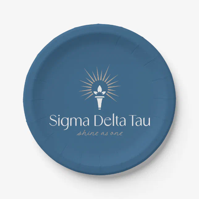 Sigma Delta Tau Sorority Torch & Sunburst Logo Paper Plates | Zazzle