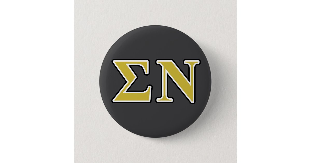 Sigma Nu Black and Gold Letters Pinback Button | Zazzle