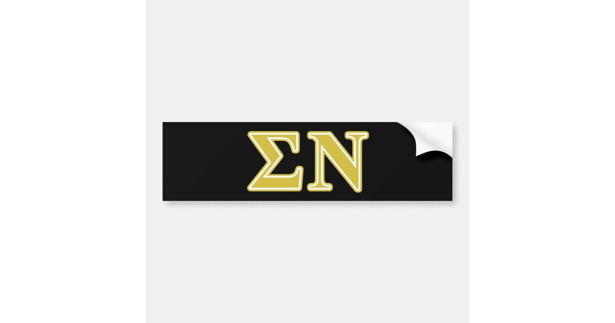Sigma Nu Gold Letters Bumper Sticker | Zazzle
