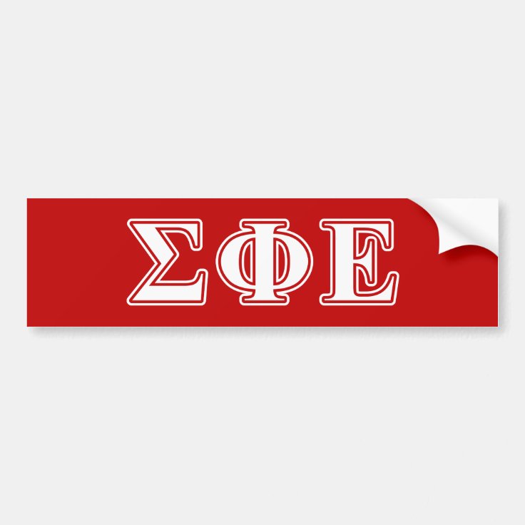 Sigma Phi Epsilon White and Red Letters Bumper Sticker | Zazzle