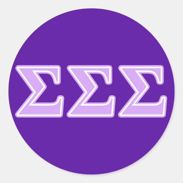 Sigma Sigma Sigma Lavender Letters Classic Round Sticker | Zazzle