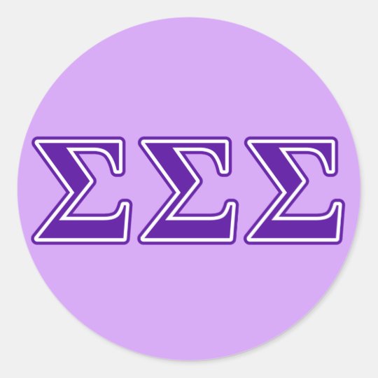 Sigma Sigma Sigma Purple Letters Classic Round Sticker | Zazzle.com