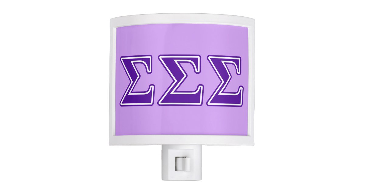 Sigma Sigma Sigma Purple Letters Night Light | Zazzle