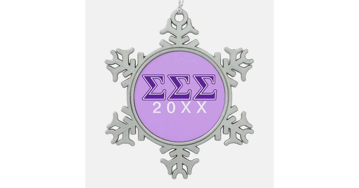 Sigma Sigma Sigma Purple Letters Snowflake Pewter Christmas Ornament ...