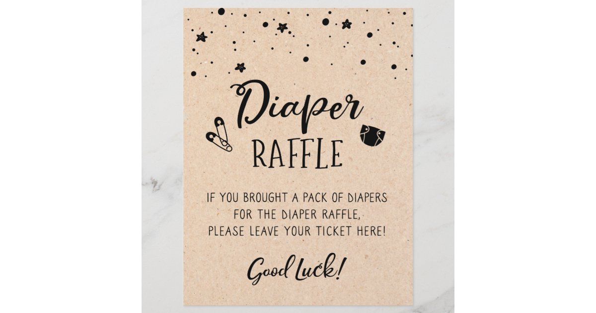 SIGN Diaper Raffle Baby Shower party Game | Zazzle