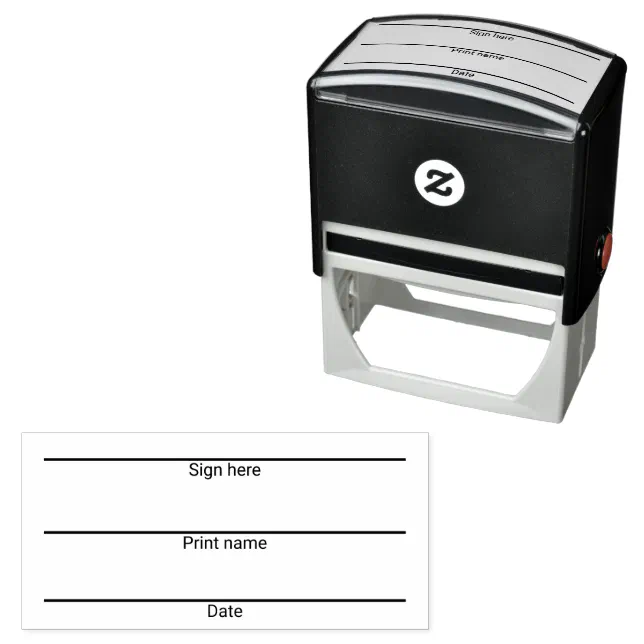 Sign Here Print Name and Date & Horizontal Lines Self-inking Stamp | Zazzle