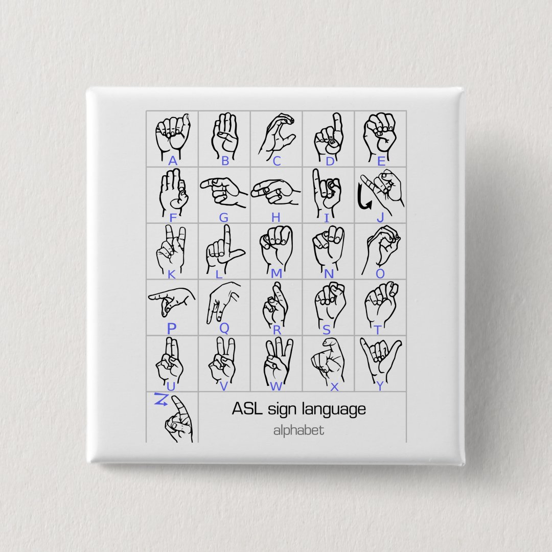 SIGN LANGUAGE ALPHABET button | Zazzle