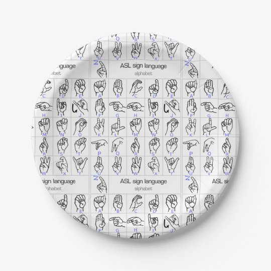 SIGN LANGUAGE ALPHABET paper plate | Zazzle.com