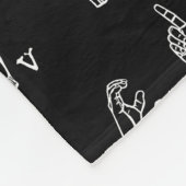 Sign Language Alphabet // White on Black // Fleece Blanket | Zazzle