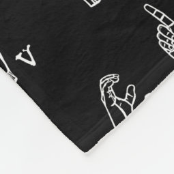 Sign Language Alphabet // White on Black // Fleece Blanket | Zazzle