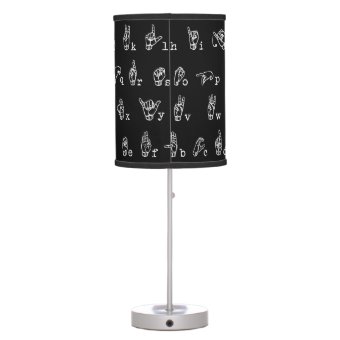 Sign Language Alphabet // White on Black // Table Lamp | Zazzle