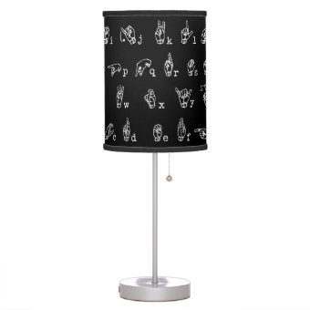 Sign Language Alphabet // White on Black // Table Lamp | Zazzle