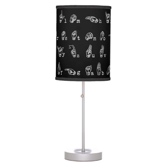Sign Language Alphabet // White on Black // Table Lamp | Zazzle.com