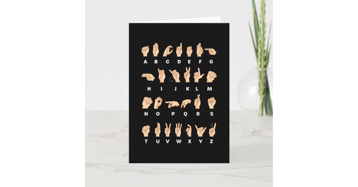 Sign Language ASL Alphabet Deaf Gift Card | Zazzle