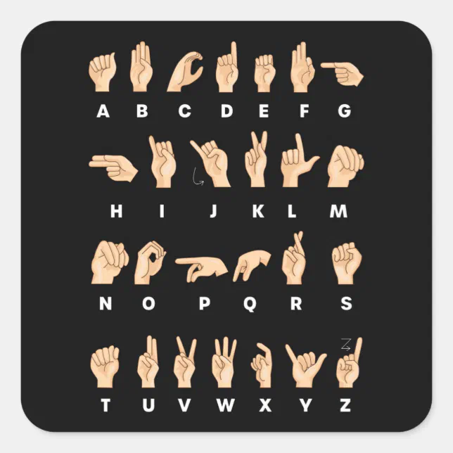 Sign Language ASL Alphabet Deaf Gift Square Sticker | Zazzle