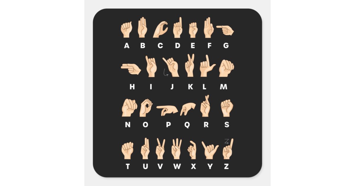 Sign Language ASL Alphabet Deaf Gift Square Sticker | Zazzle