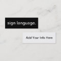 Sign Language Business Card | Zazzle