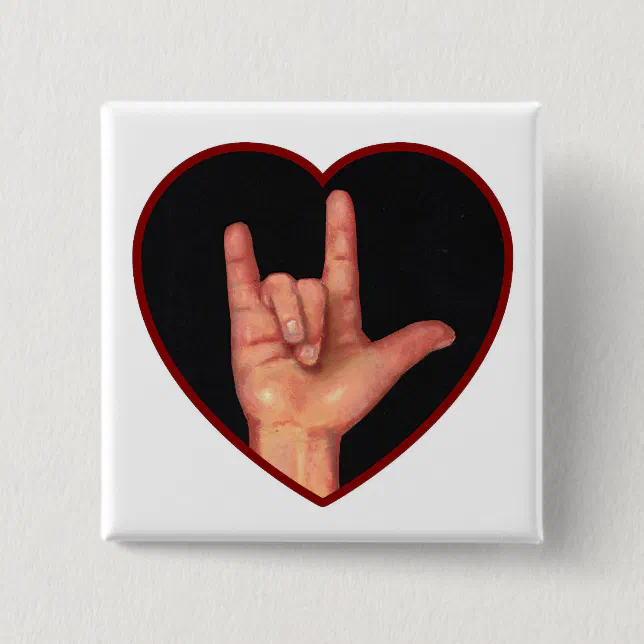 SIGN LANGUAGE I LOVE YOU HEART, HAND BUTTON | Zazzle
