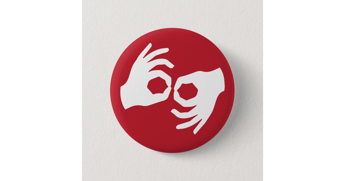 Sign language interpretation symbol button | Zazzle.com