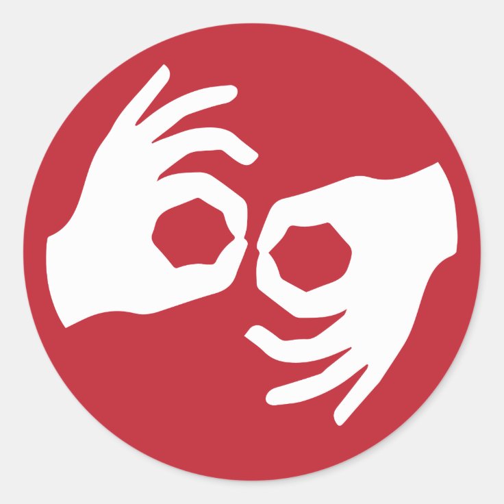 Sign language interpretation symbol classic round sticker | Zazzle