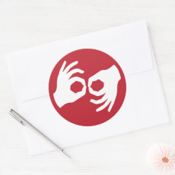 Sign language interpretation symbol classic round sticker | Zazzle