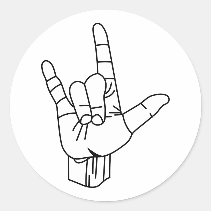 Sign Language Outline Classic Round Sticker | Zazzle
