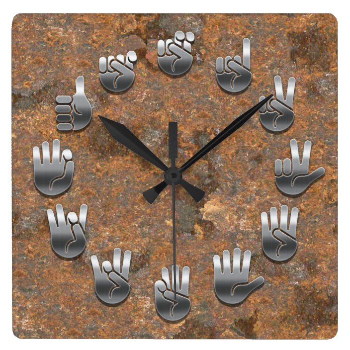 Sign Language -Rusty Square Wall Clock | Zazzle.com