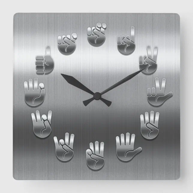 Sign Language -Stainless Square Wall Clock | Zazzle