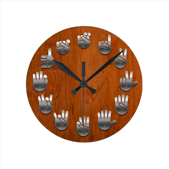 Sign Language -Woodgrain Round Clock | Zazzle.com