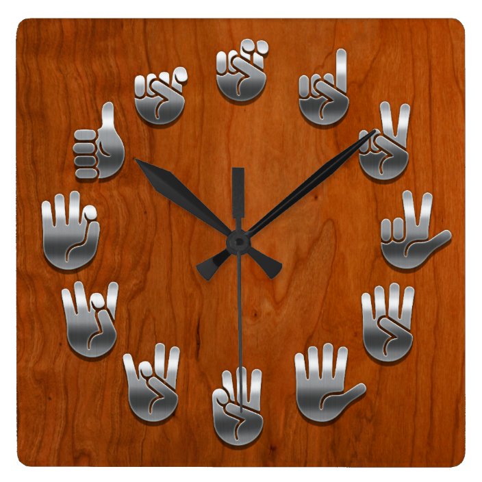 Sign Language -Woodgrain Square Wall Clock | Zazzle.com