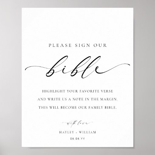 Sign Our Bible Wedding Guest Book | Zazzle