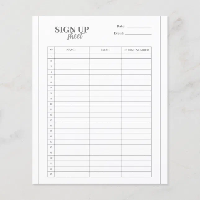 Sign up form template | Zazzle