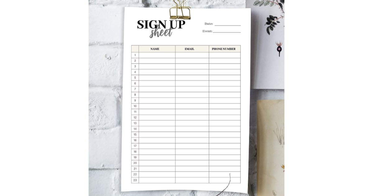 Sign up form template | Zazzle