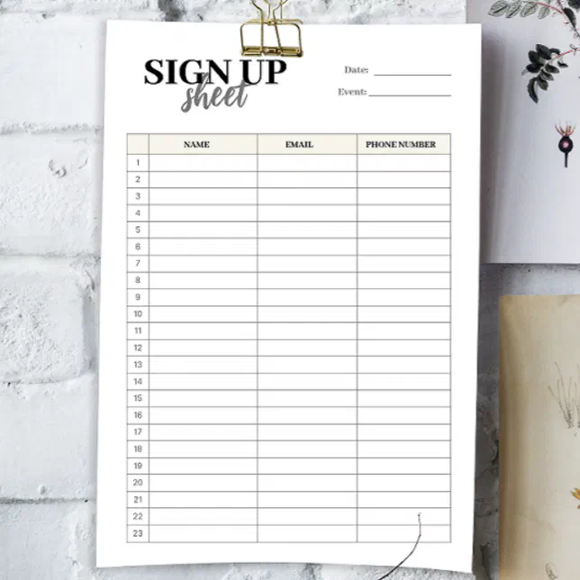 Sign up form template | Zazzle