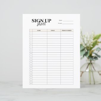 Sign up form template | Zazzle