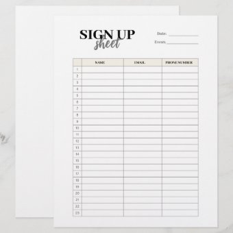 Sign up form template letterhead | Zazzle