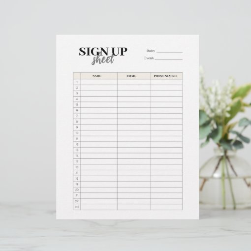 Sign up form template letterhead | Zazzle